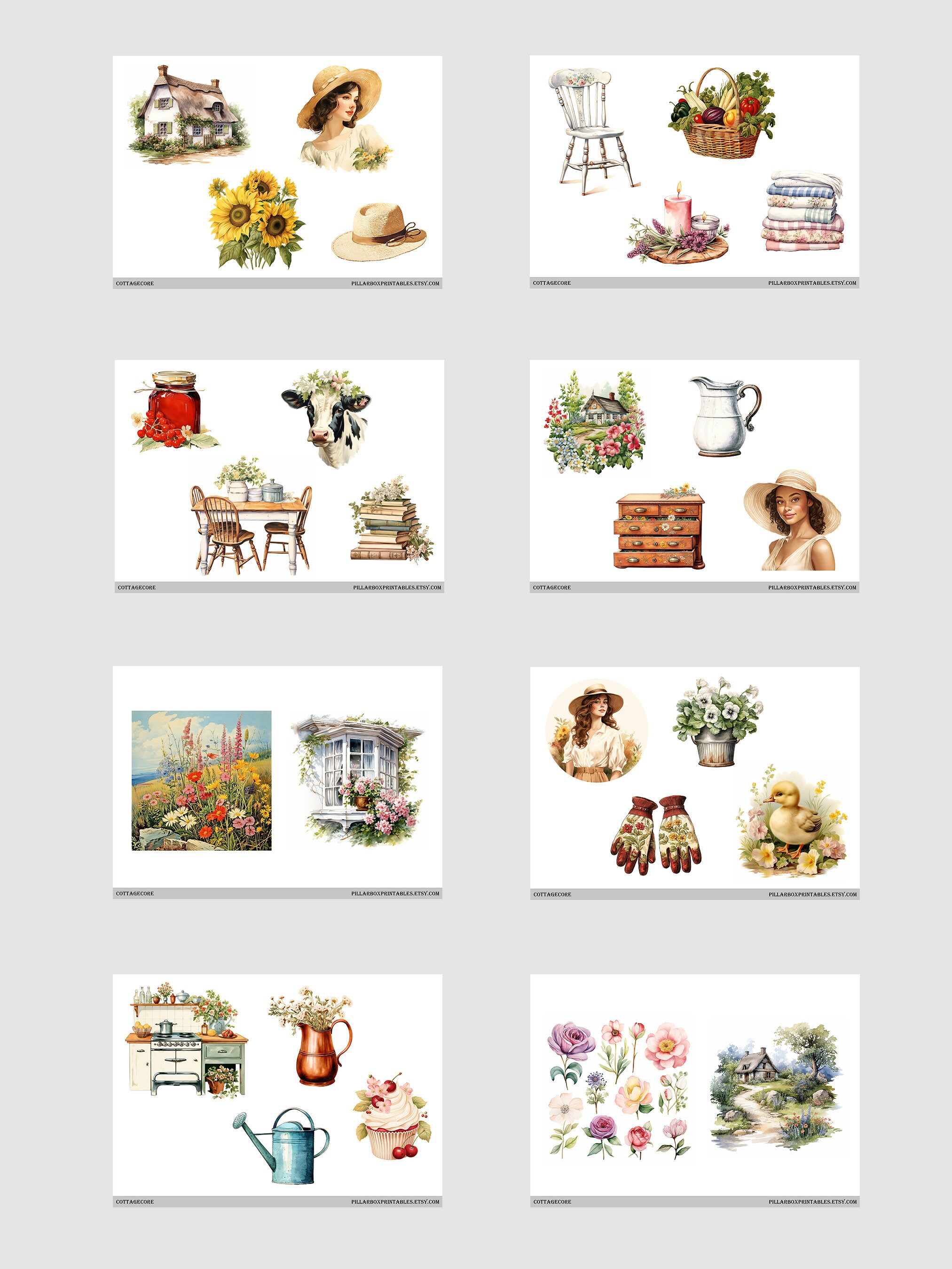 Cottagecore Fussy Cut Printable Pages // 60 Print at Home Images ...