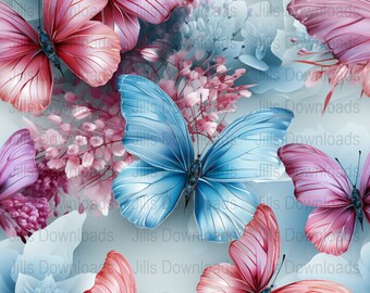 3d Butterflies Seamless Pattern. Digital Seamless Pattern 300 Dpi PNG ...