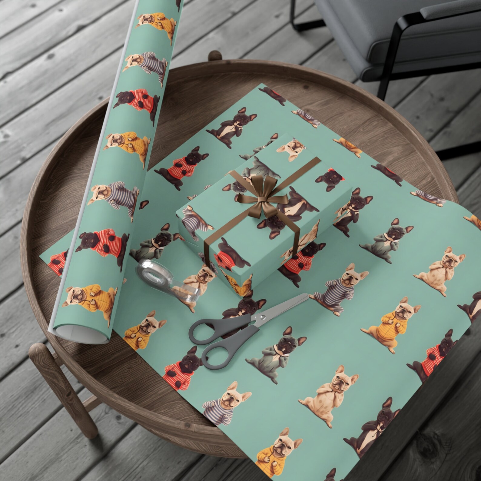 Cute Teal French Bulldog Wrapping Paper for Birthdays and Gifts - Etsy
