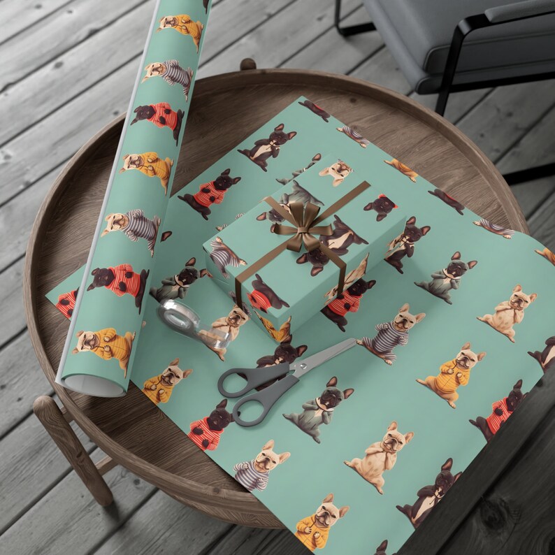 Cute Teal French Bulldog Wrapping Paper for Birthdays and Gifts - Etsy
