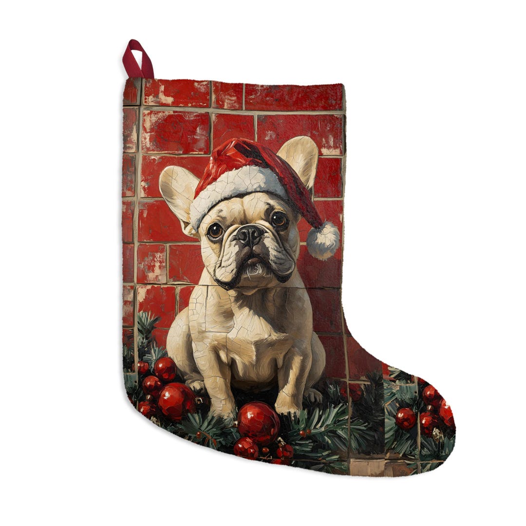 French Bulldog Christmas Stocking, Vintage Style Frenchie Dog Gift - Etsy