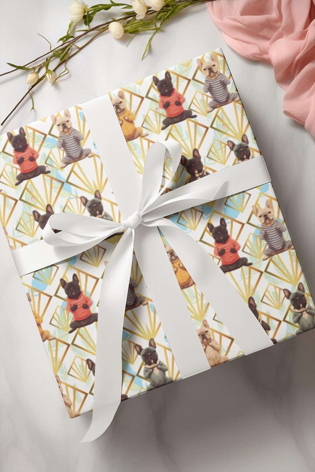 Adorable French Bulldogs Wrapping Paper for Gifts and Crafts, Frenchie ...