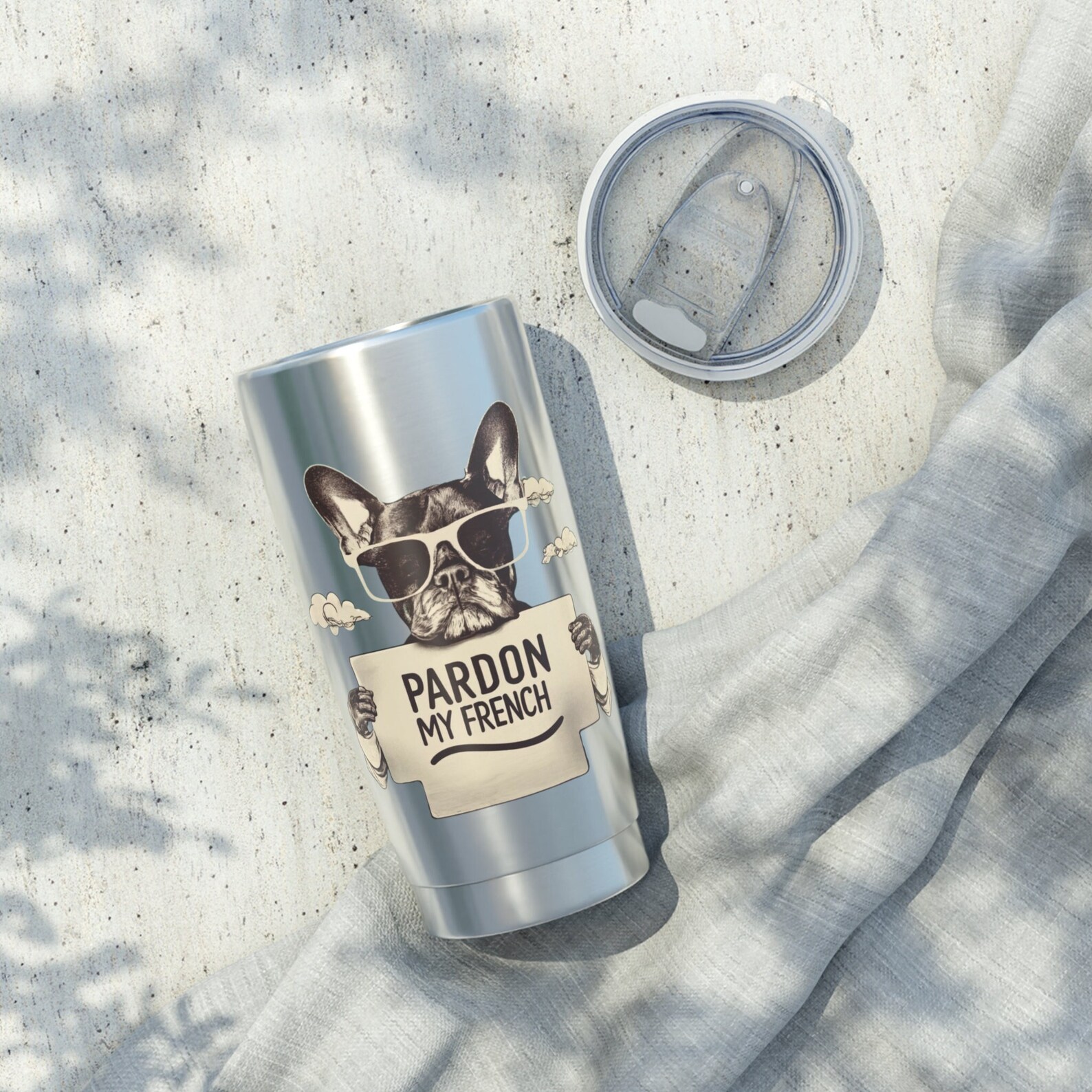 Tumbler Mug, French Bulldog Insulated Cup, Gift for Dad, Pardon My ...