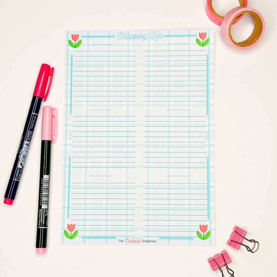 Tulip Gingham Picnic Shopping List Notepad - Etsy