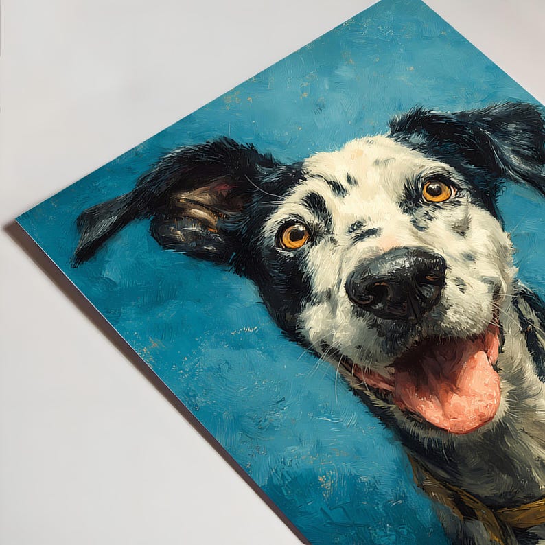 Dalmatian Dog Oil Painting Poster – Expressive Brushstrokes, Turquoise ...