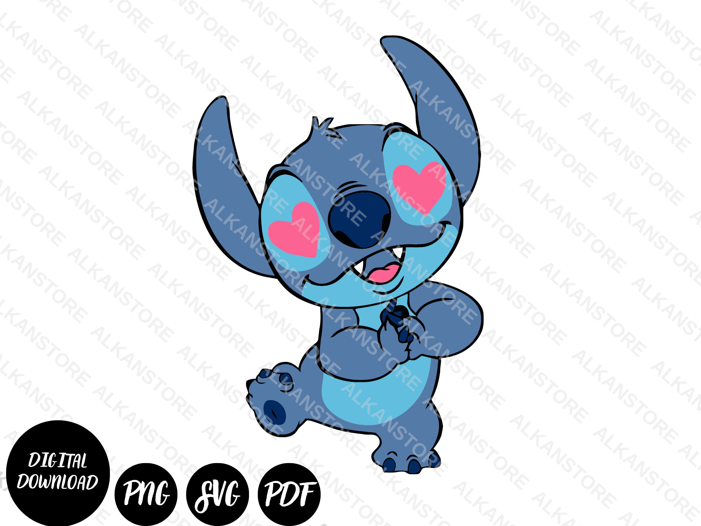 Stitch PNG SVG PDF, Stitch Dijital Download, Stitch Hearth Eyes - Etsy