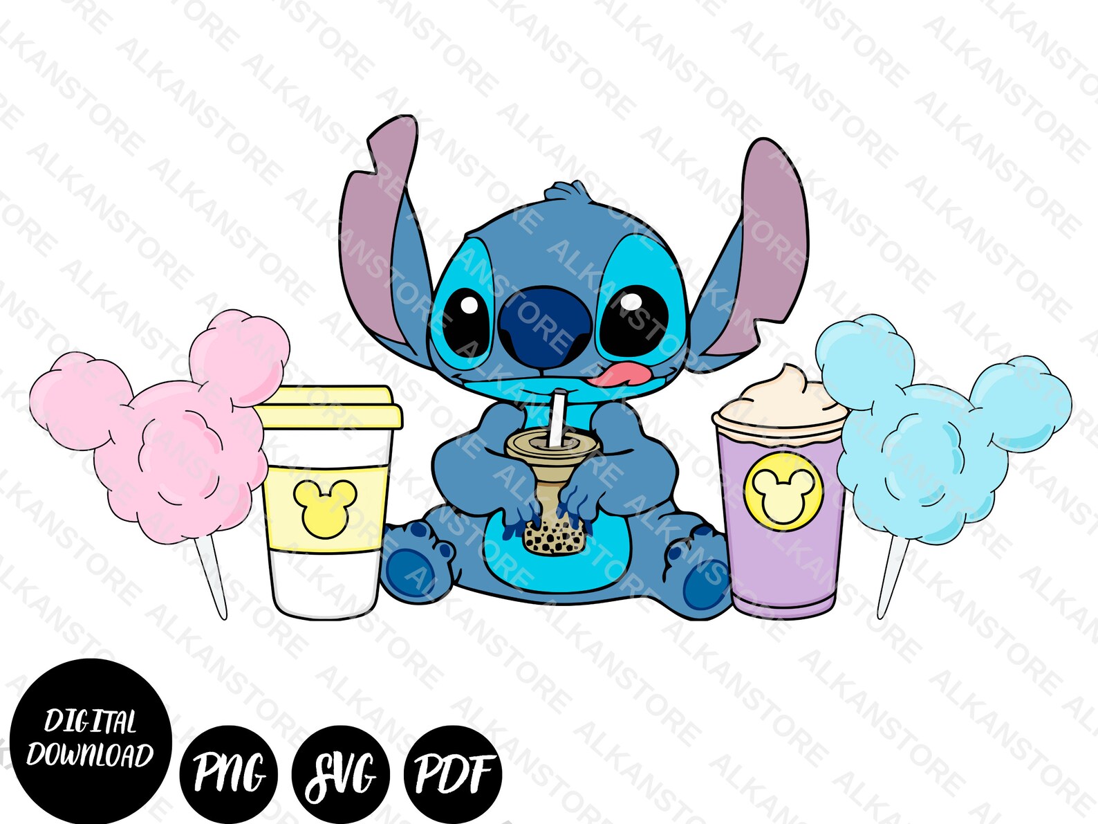 Stitch PNG SVG PDF, Stitch Dijital Download, Stitch Drinking - Etsy