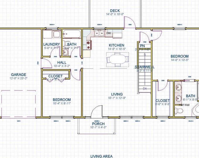 House Plan - PDF, 1.5 Stories, Split Level, 3 BR, 3BATH, 2016 SF ...