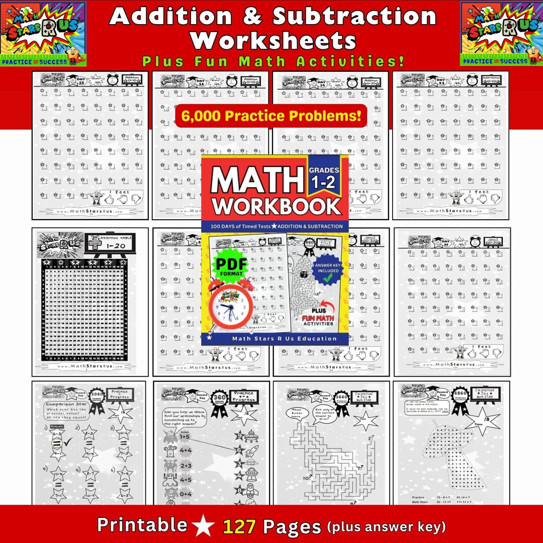 Instant Printable Math Worksheet | First Grade | Second Grade ...