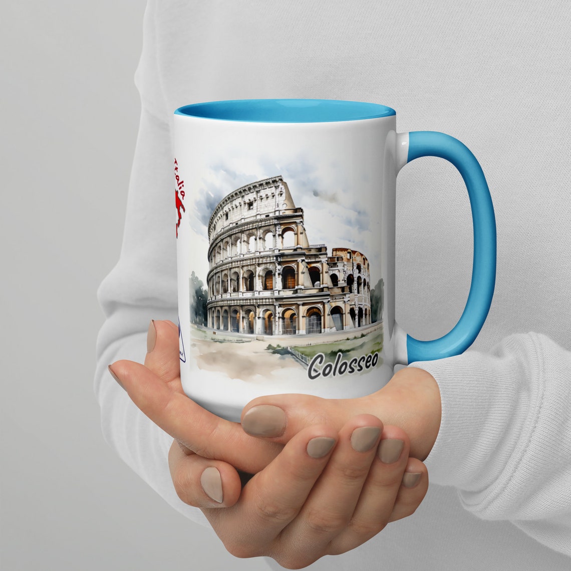 Mug Italian Lifestyle, Mug Colosseo, Italian, Travel, Stamp, Roma ...