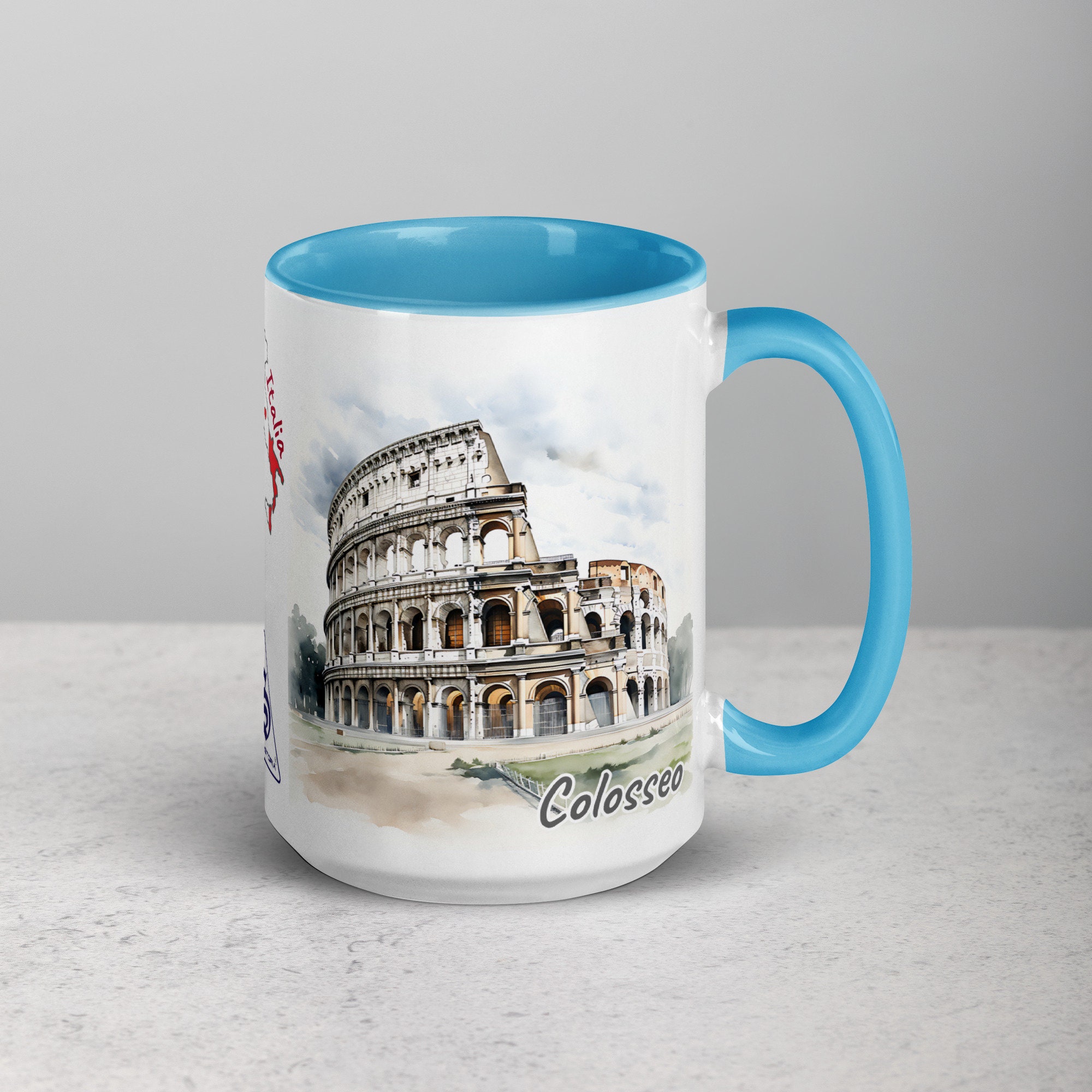 Mug Italian Lifestyle, Mug Colosseo, Italian, Travel, Stamp, Roma ...