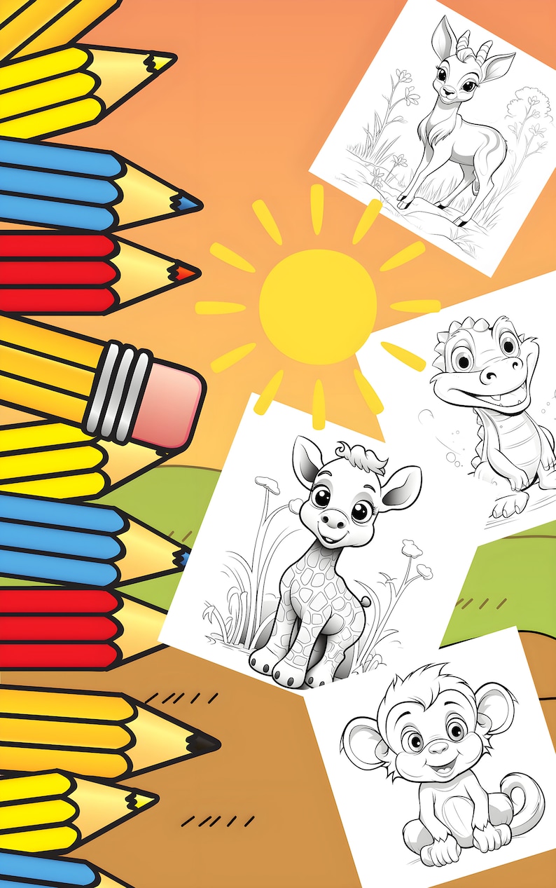 12 Savannah Animals Coloring Pages, Printables for Kids, Easy Coloring ...