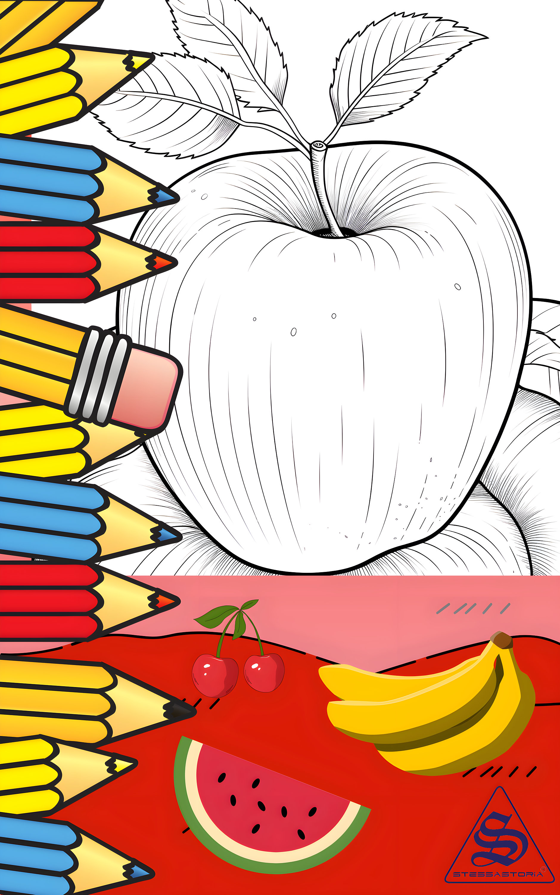 10 Fruits Coloring Pages, Fruits Coloring Book for Kids, Pdf Printable ...