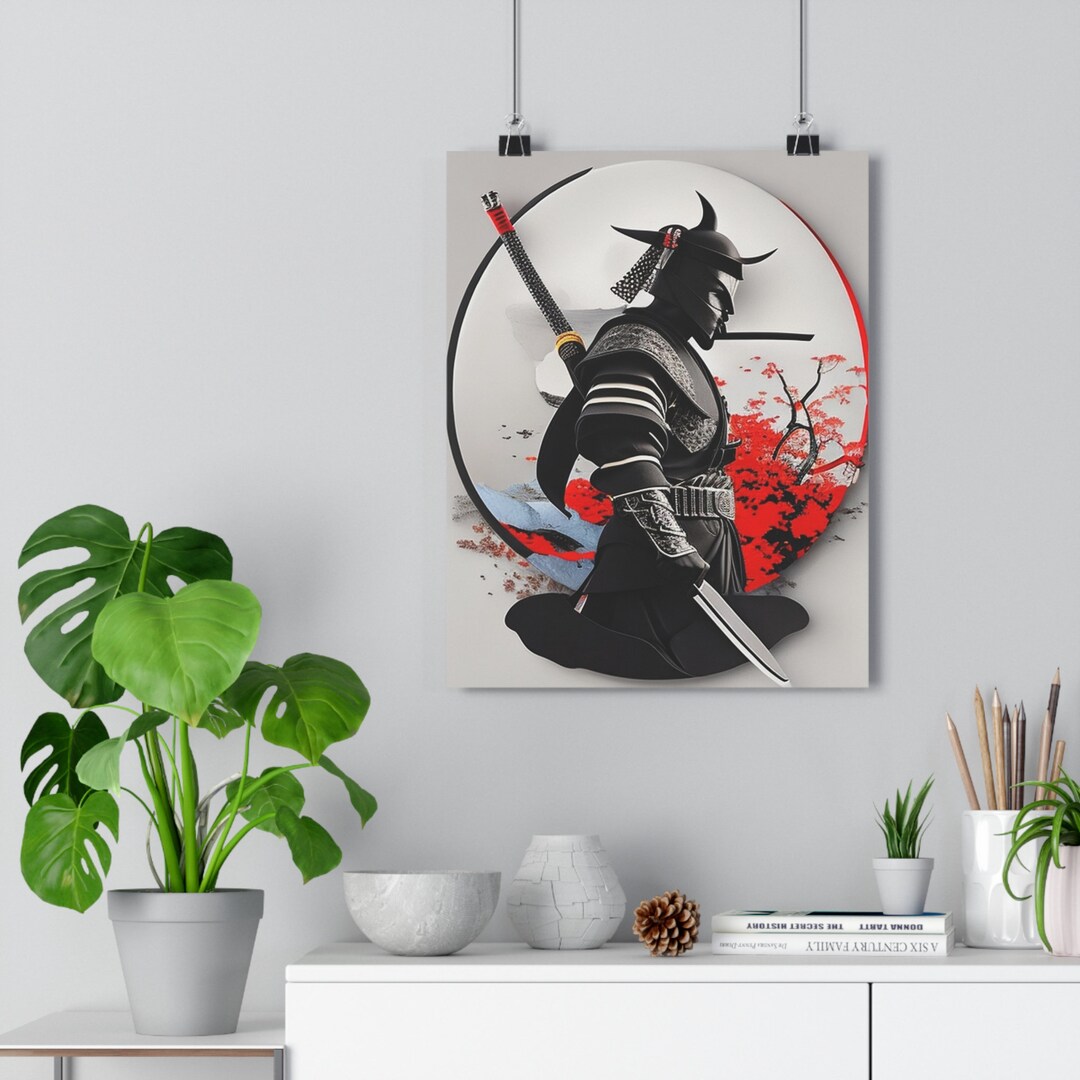 Japanese Samurai Wall Art Poster Miyamoto Musashi Inspirational Quote ...