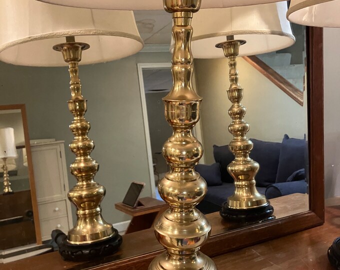 Pair Mid-century Modern Stiffel Replica Brass Table Lamps - Etsy