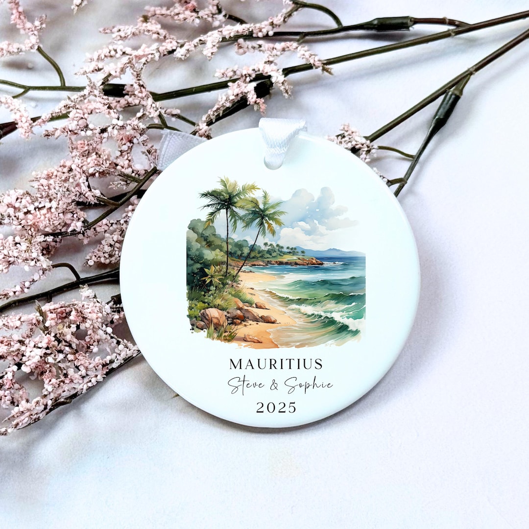 Mauritius Christmas Ornament, Personalised Tropical Beach Holiday ...