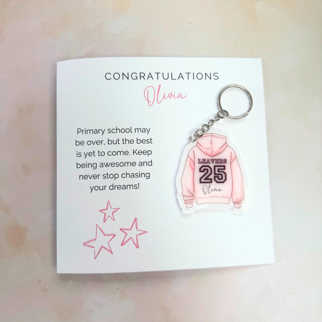 Class of 2025 Leavers Card and Matching Keyring Gift Set, Personalised ...