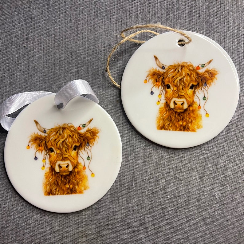 Highland Cow With Festive Lights Christmas Decoration - Etsy