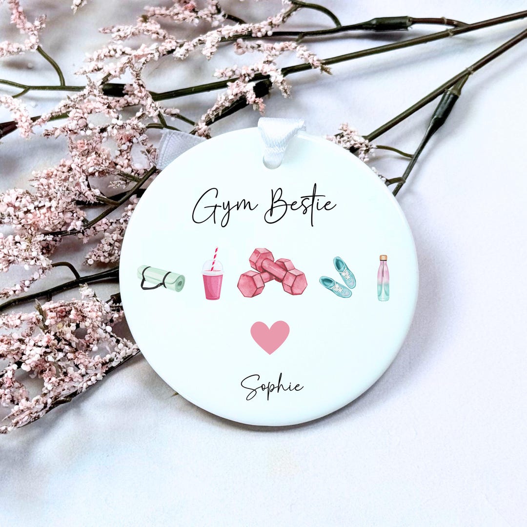 Personalised Gym Bestie Friendship Gift, Ceramic Ornament Present for ...