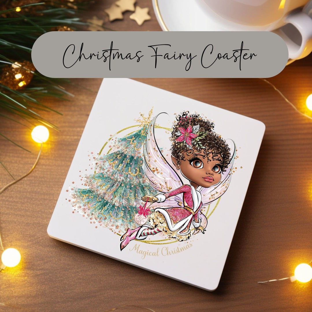 Black Fairy Magical Themed Christmas Coaster Fairy Themed - Etsy