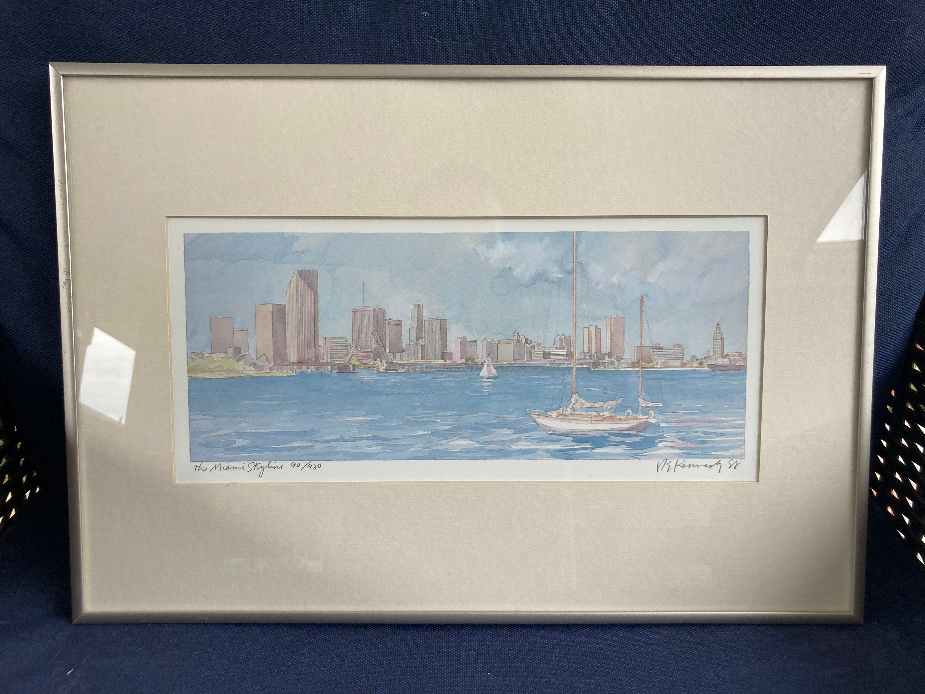 Signed Lithograph “the Miami Skyline” by Robert E. Kennedy, 90/980 ...