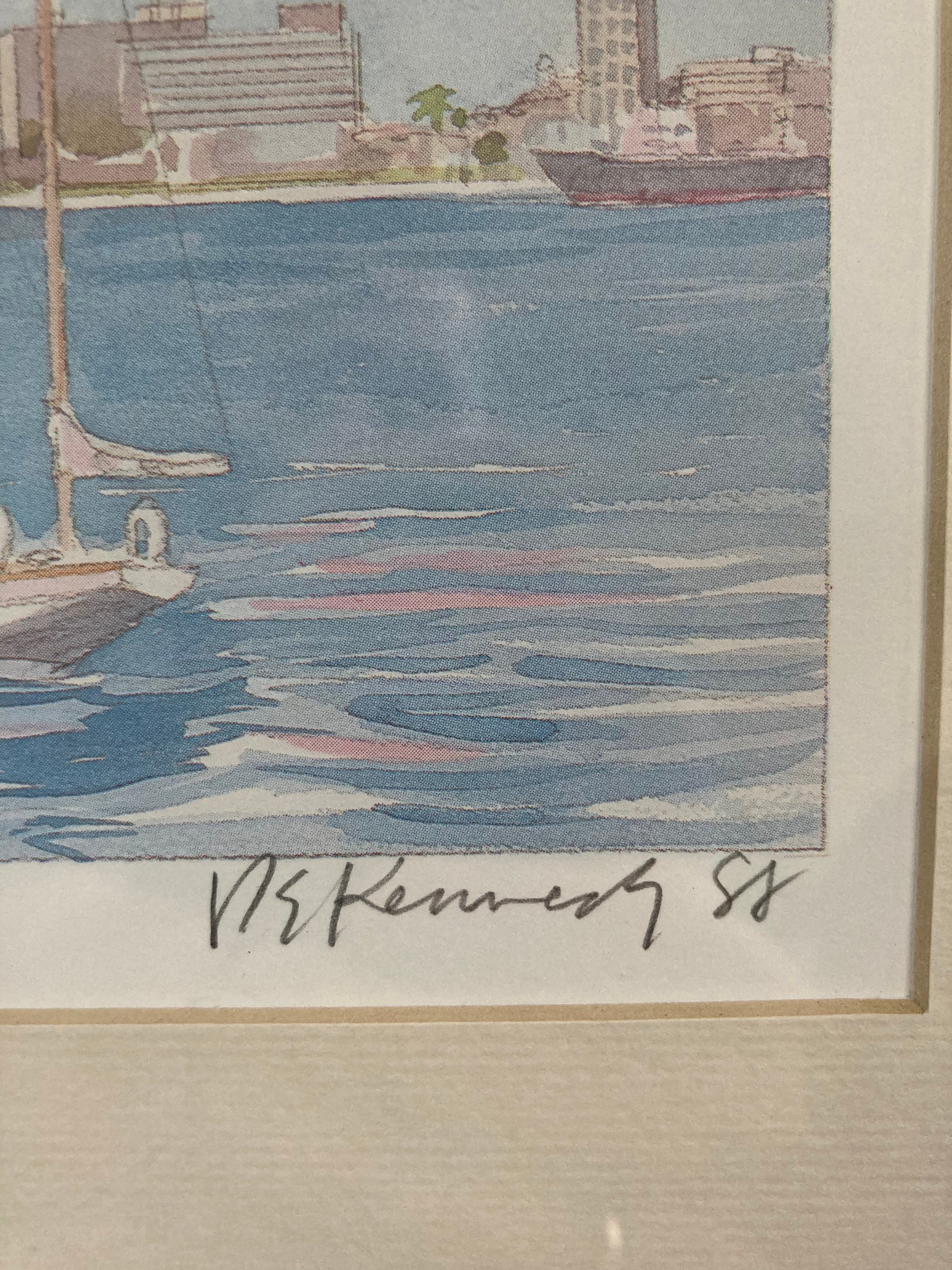 Signed Lithograph “the Miami Skyline” by Robert E. Kennedy, 90/980 ...