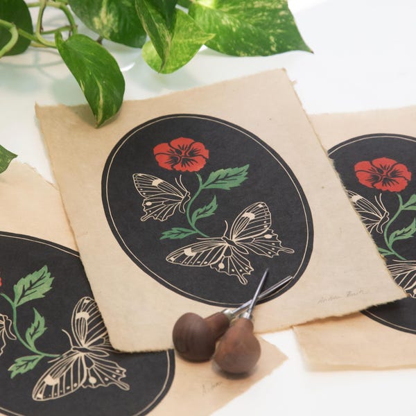 Butterfly Linocut - Etsy