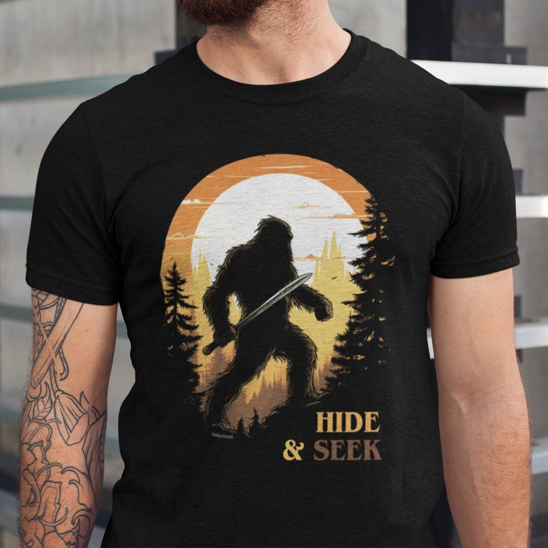 Sasquatch Bigfoot Hide and Seek T-shirt - Believe in the Squatch ...