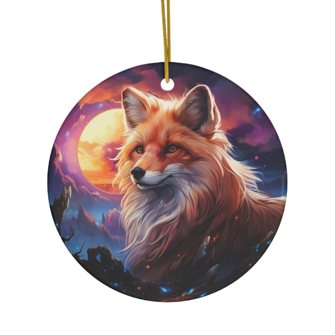 Red Fox Christmas Ceramic Circle Ornament Fox Ornament Fox Lovers Gift ...