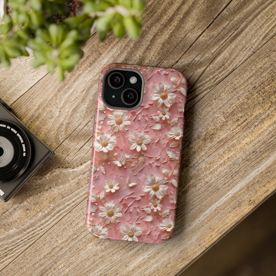 Daisy Pink Frosting Magsafe Case Pink Floral Boho iPhone 15 14 13 Daisy ...