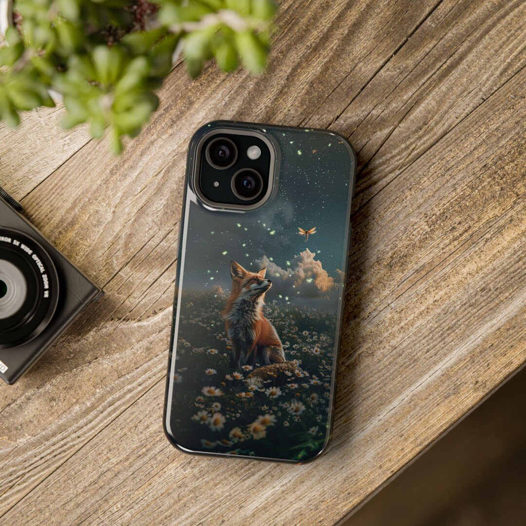 Curious Fox and Dragonfly Magsafe Phone Case - Fox Floral Phone Case ...