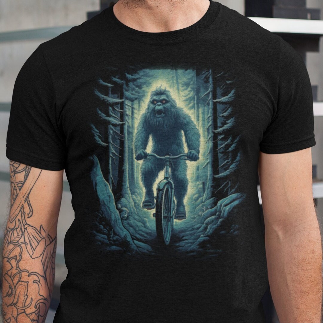 Yeti Riding A Bicycle T-shirt Sasquatch Bicycle Nature Shirt Bigfoot on ...