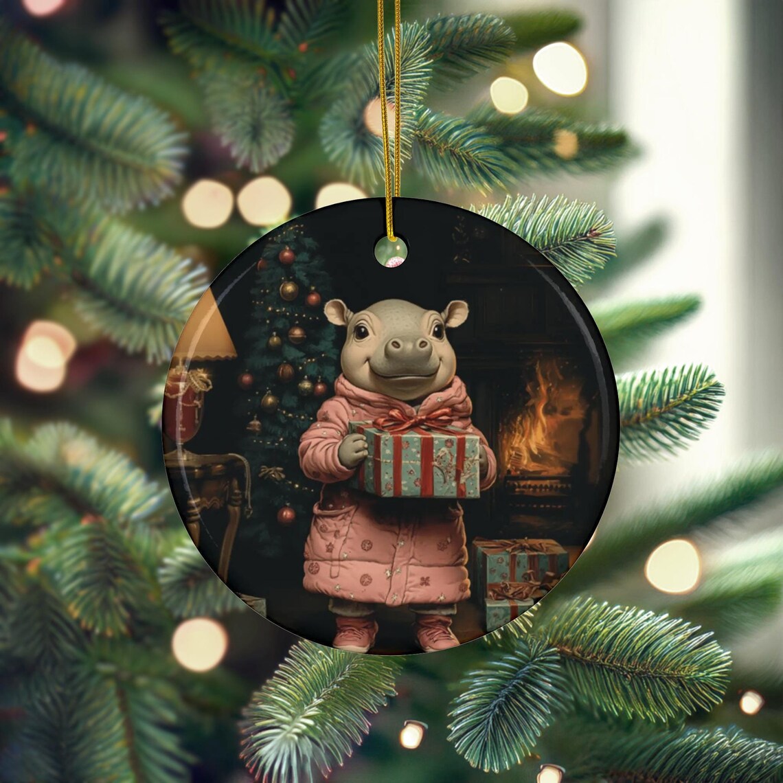 Moo Deng for Christmas Ornament | Moo Deng Ceramic Ornament | Christmas ...