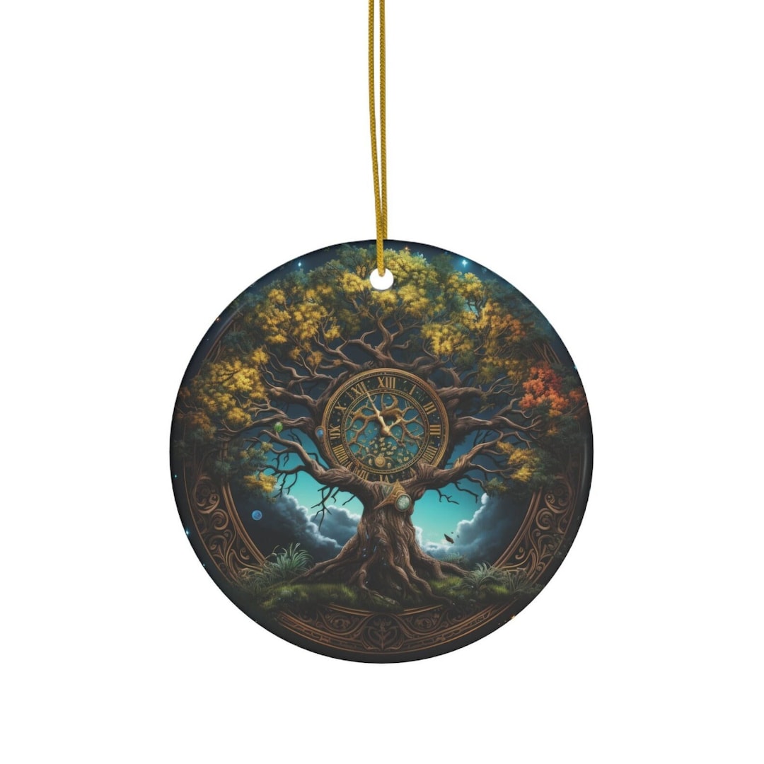 Tree of Life Fairy Tale Ornament Tree Magic Clock Ceramic Ornament ...