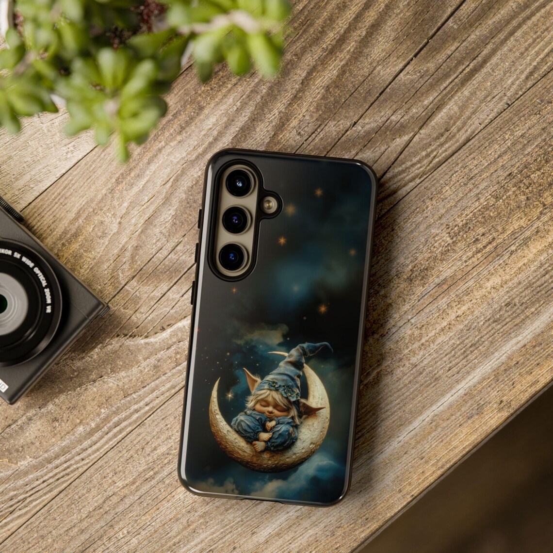 Cute Gnome Sleeping on Moon Phone Case | Fairy Child Gnome Celestial ...