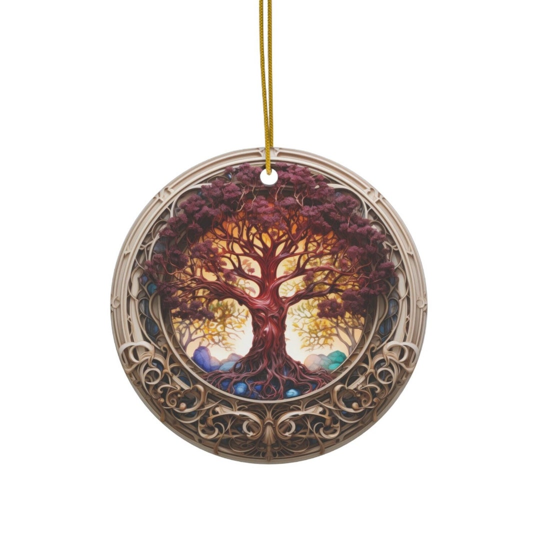 Tree of Life Ornament | Steampunk Tree Ceramic Ornament | Chakra Tree ...