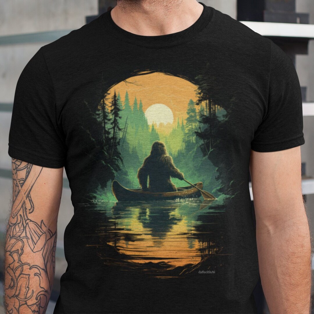 Sasquatch Bigfoot in Canoe Hide and Seek T-shirt Believe in the Squatch ...