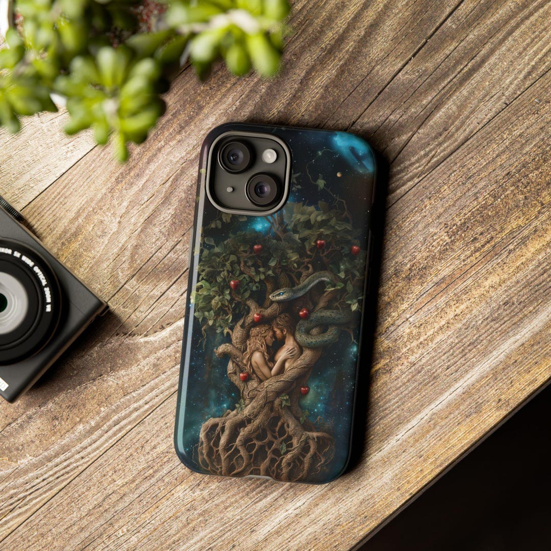 Adam and Eve in the Garden of Eden Phone Cases, Tempted by Serpent ...