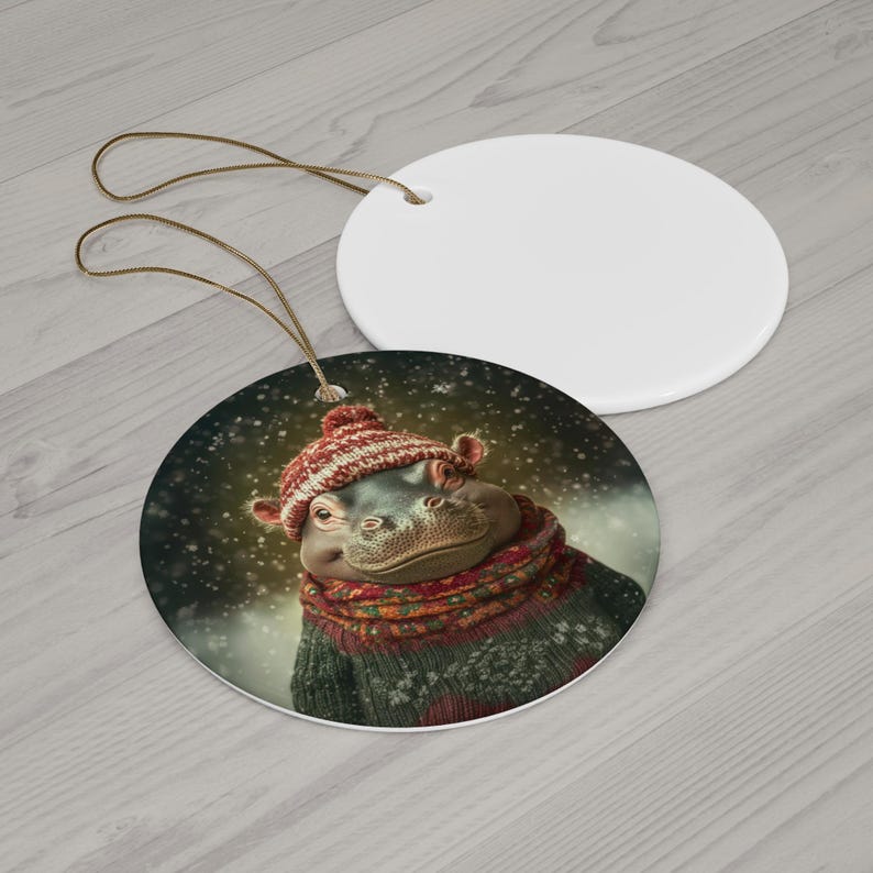 Christmas Sweater Moo Deng Christmas Ornament | Ugly Sweater Moo Deng ...