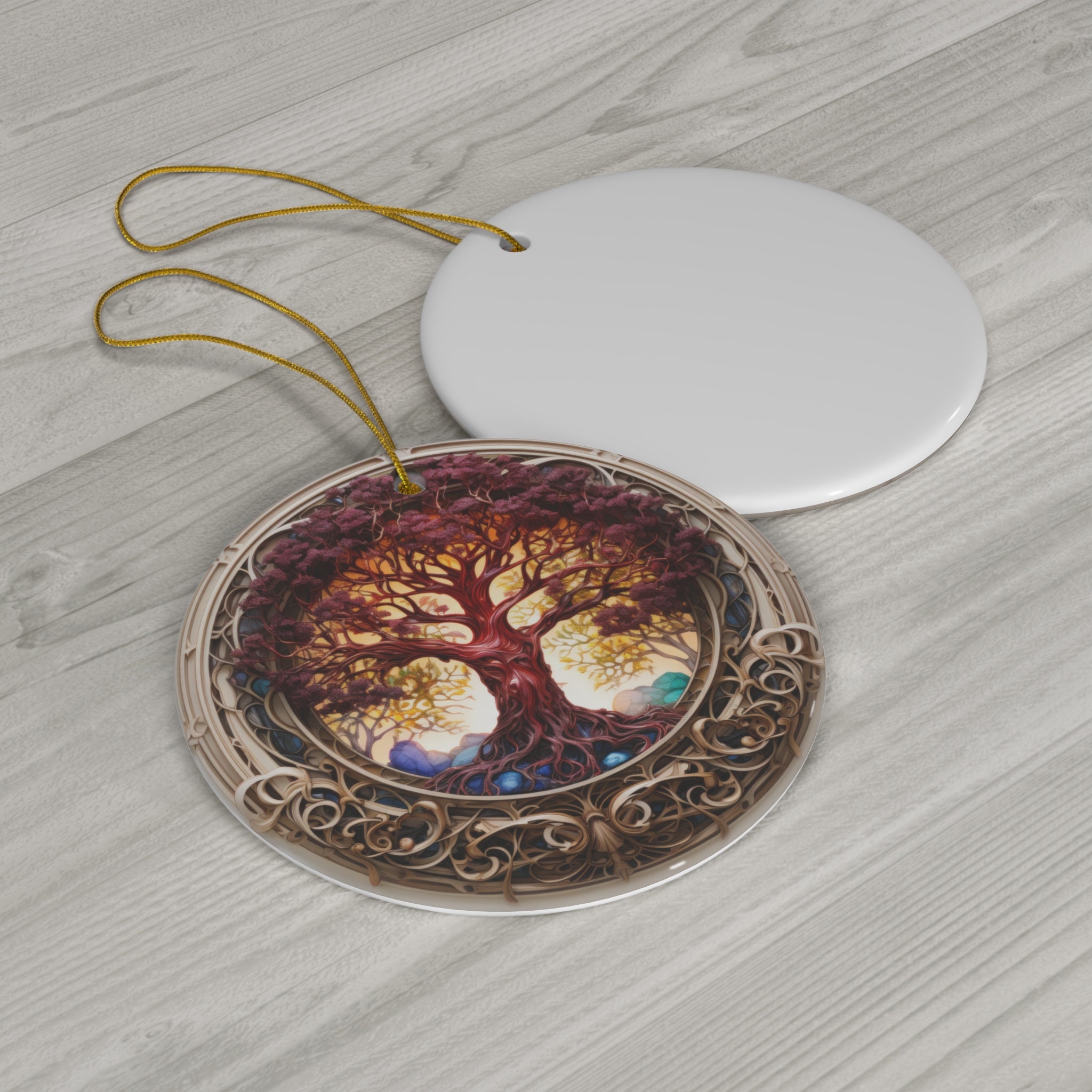 Tree of Life Ornament Steampunk Tree Ceramic Ornament Chakra Tree ...