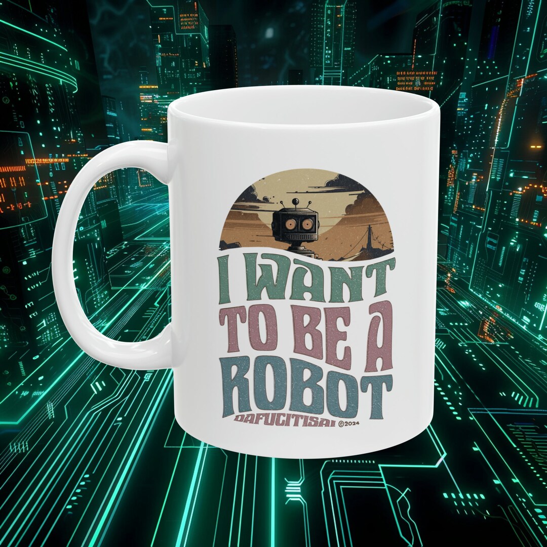 I Want to Be a Robot Vintage Mug Techie Gift Retro Robot Love Gift for ...