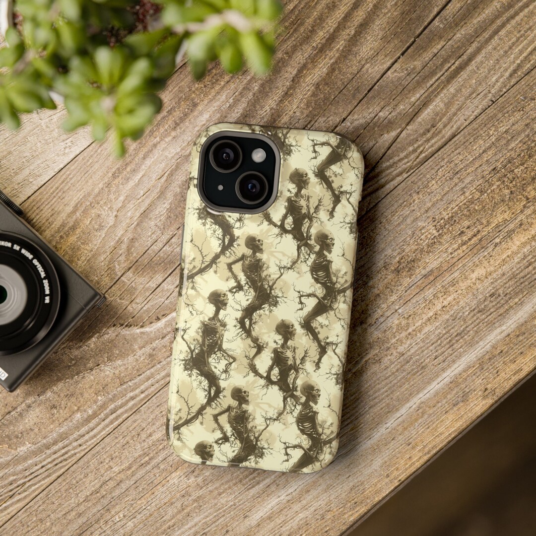 Creepy Skeleton Toile De Jouy Magsafe Phone Case Gift for Horror Lovers ...