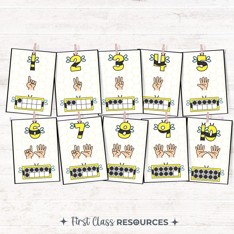 Bee Number Posters Classroom, Number Poster Preschool, Counting Display ...
