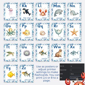 Ocean Animals Alphabet Posters, A - Z Printable Flashcards, Classroom ...