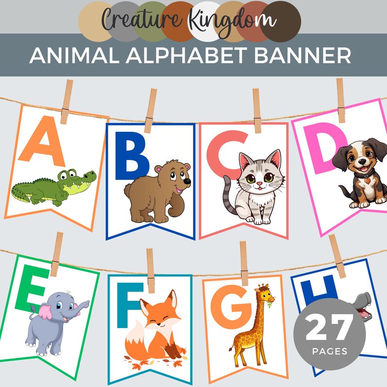 Animal Alphabet Banner, ABC Display Letters, Classroom Decor, Uppercase ...