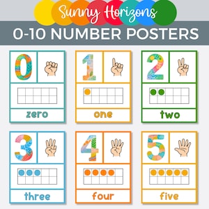 Number Posters 0-10, Classroom Decor, Sunny Horizons Theme, Preschool ...