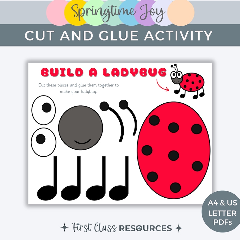 Build a Ladybird Ladybug Craft, Insect Cut and Paste Activity, Spring ...