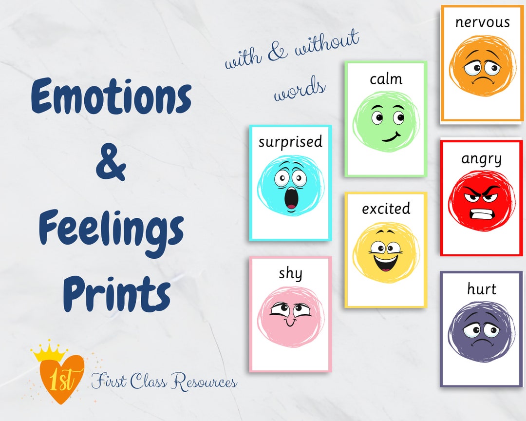 Emotions Poster, Feelings Posters, Flashcards for Kids, Printables ...