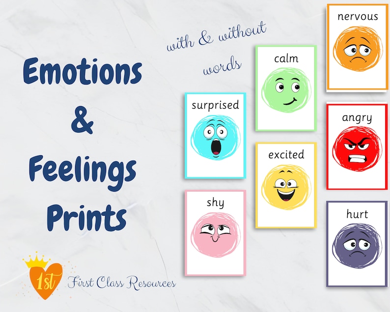 Emotions Poster, Feelings Posters, Flashcards for Kids, Printables ...