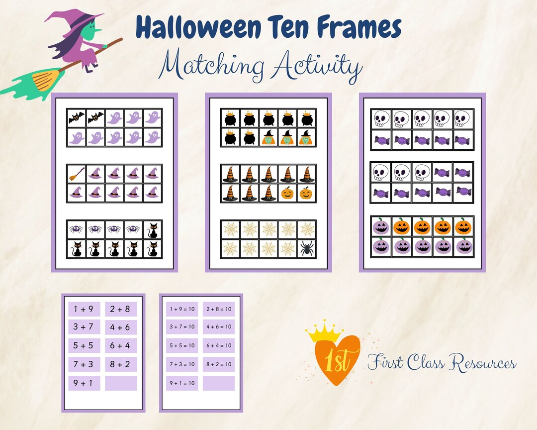 Halloween Ten Frames, Great Counting and Matching Activity, Recognising ...